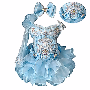 Jennifer G011 Infant Toddler Baby Newborn Little Girl's Pageant Party Birthday Dress Blue (as1, Age, 12_Months, 18_Months)
