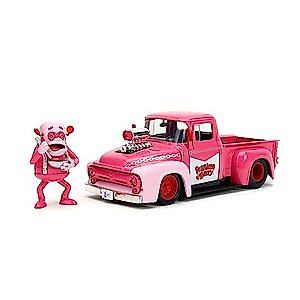 Franken Berry 1:24 1956 Ford F-100 Die-Cast Car & 2.75" Franken Berry Figure, Toys for Kids and Adults,Pink