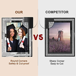 IZIDDO 8x10 Picture Frames Set of 2, Glitter Photo Frame for Tabletop, Silver Glass Picture Frame, Graduation Gifts for Her, Horizontally or Vertically