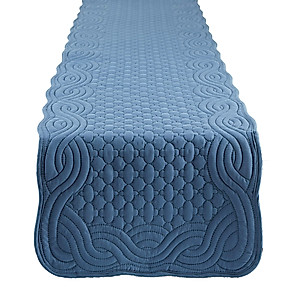 DII Quilted Farmhouse Collection Tabletop, Table Runner, 13x72, French Blue
