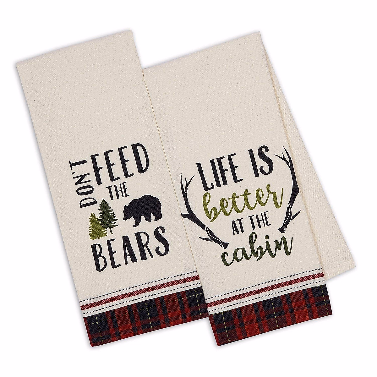Design Imports DII Cabin Rules Embellished Dishtowels Set of 2
