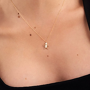 GELIN Turtle Necklace in 14K Solid Gold | 14K Yellow Gold Dainty Necklaces for Women, 18"