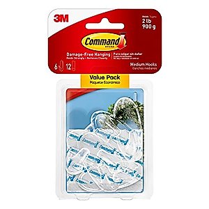 Command 17091CLRVP Medium, 6 Hooks, Clear