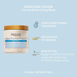 MIZANI Moisture Fusion Intense Moisturizing Mask - Restores Hydration in Curls & Coils, Deep Conditioning Hair Mask For Dry Hair, Moisturizes Without Buildup, With Argan Oil & Honey