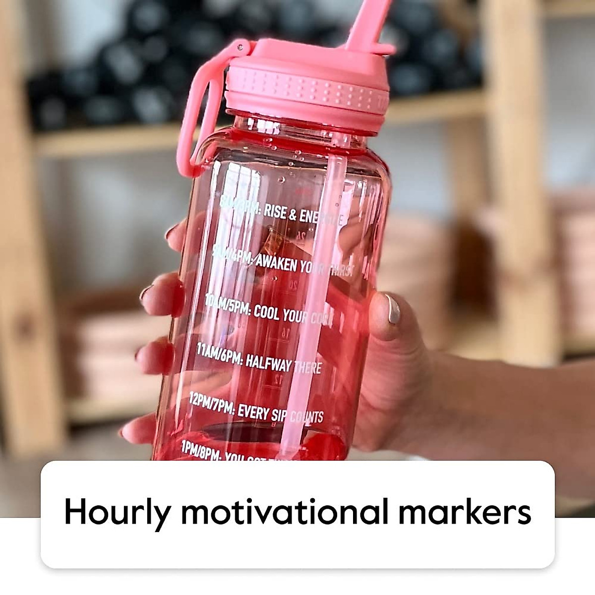 Takeya 32 oz Motivational Water Bottle with Straw Lid with Time Marker, Premium Quality BPA Free Tritan Plastic, Breezy Blue