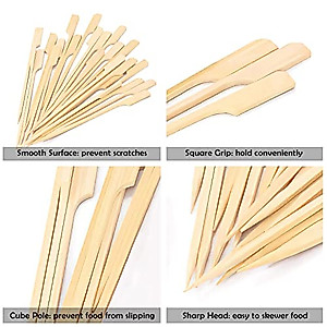 4 Inch Bamboo Skewers 100PCS Food Appetizer Toothpicks Wide Flat Paddle Bamboo Wood Picks for Cocktail, Marshmallow, Fruit, Grilling, Drink, BBQ, Barbecue, Yakitori Chicken, Fondue, Roasting