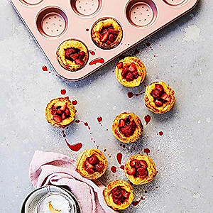 Wiltshire Rose Gold 12 Cup Mini Quiche and Pastry Pan, PFOA PTFE Free, Perforated Sheet Bakeware, Traybake Baking Tin, Non-Stick Coating, Robust Baking Tray, Rectangular, 35x26x2.8cm