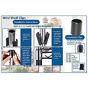 JSP Manufacturing 1" Diameter Post Wire Shelf Clips Shelving Split Sleeves Lock Metal Rack Locking Plastic Pick A Pack Wholesale Bulk 8 Pairs (16 Pack)