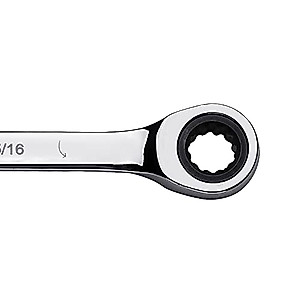 MAXPOWER 10PCS Ratcheting Combination Wrench Set, Professional Open and Box End Gear Spanners with Mirror Finish, Made with Forged and Heat-Treated Cr-V Steel, Include Roll-up Storage Pouch, SAE