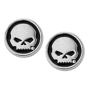 Harley-Davidson Women's Black Enamel Willie G Skull Post Style Earrings HDE0499