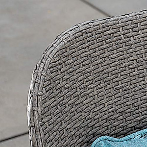 Royal Garden Patio Set - 4 Piece Patio Set - Deep Seating Wicker Outdoor Patio Set - Waikiki Collection - Conversation Set Patio Furniture - Grey/Teal