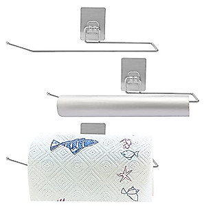 Diesisa Paper Towel Holder Under Cabinet, Adhesive Paper Towel Holder for Kitchen Paper Towel Rack & for Plastic Food Wrap, 11 inch Kitchen Roll Holder Under Cabinet - 3 Pack