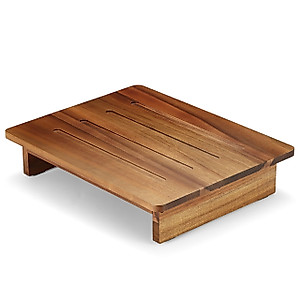 Perfnique Wooden Step Stool, 3.5" One Step Stool for Adults, 200lb. Load Non-Slip Acacia Wood Step Stools for High Beds, One Step Ladder for Bedroom, Kitchen, Bathroom (Natural,3.5in)