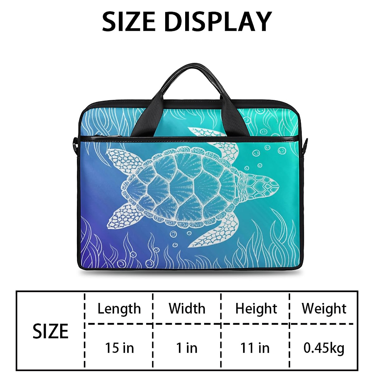 Sea Turtle Vintage Laptop Computer Bag Waterproof Shoulder Messenger Bag 13-15 inch Durable Laptop Tote Bag with Shoulder Strap Handle Lightweight Crossbody Briefcase