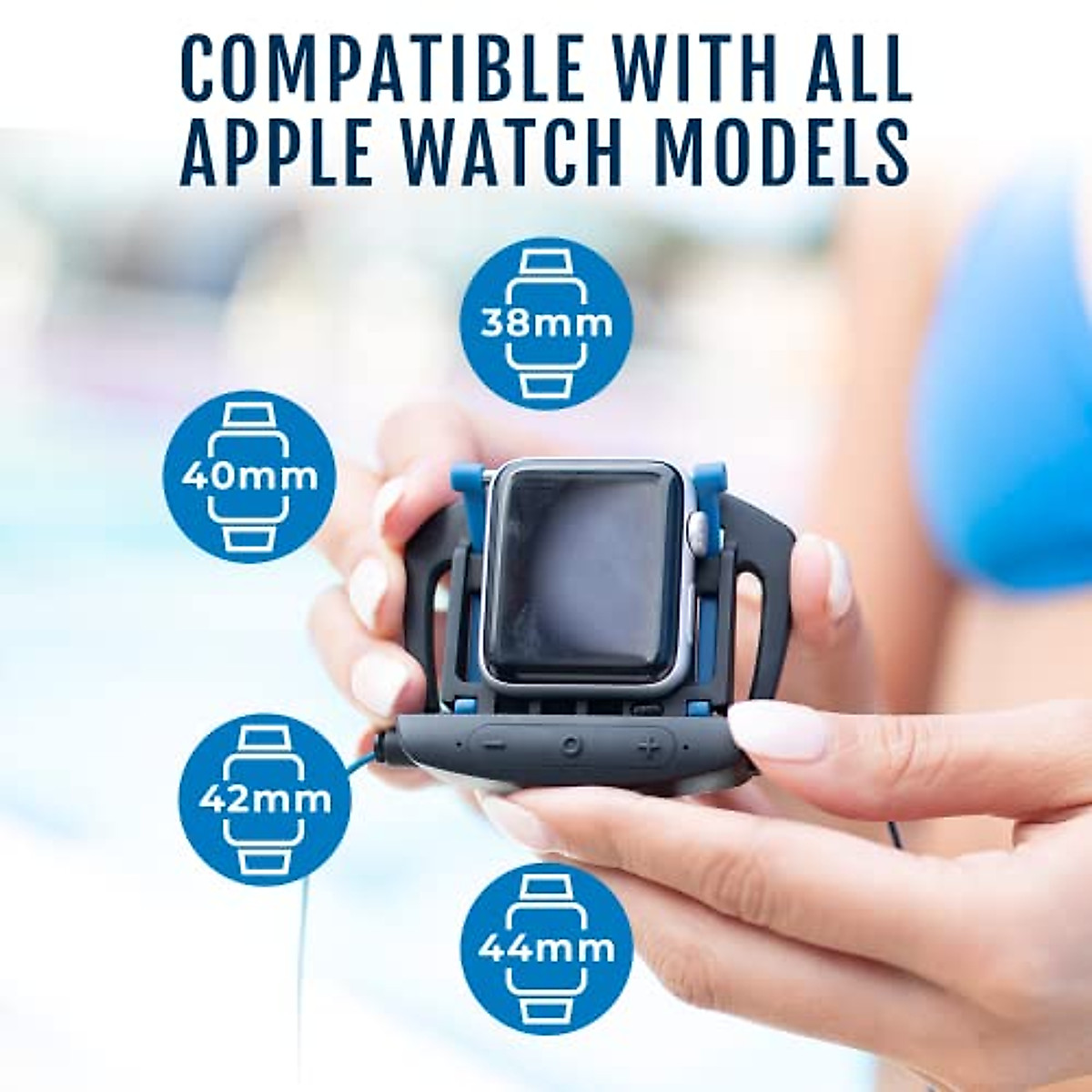 H2O Audio Interval - Swimming Headphones Made for Apple Watch with Bass-Amplified Surge S+ Swimming Earbuds - Bluetooth Swimming Headphones for Underwater Sports - 6-Hour Playtime - Waterproof IPX8