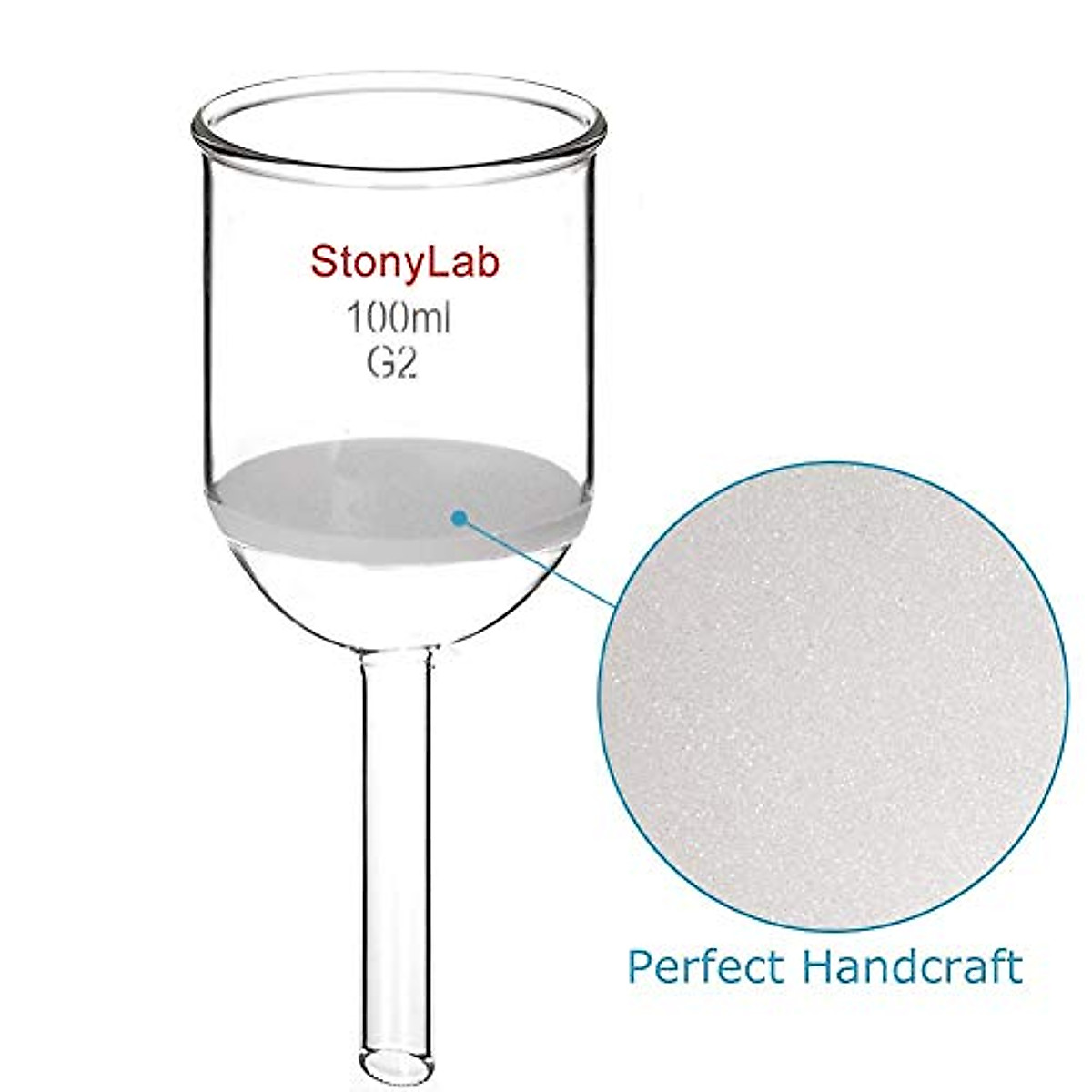 StonyLab Borosilicate Glass Buchner Filtering Funnel with Medium Frit(G2), 56mm Inner-Diameter, 60mm Depth (100ml)