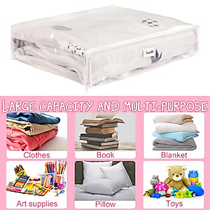 16 Pcs Clear Vinyl Storage Bags with Zipper, Sweater Plastic Storage Bags,Blankets Storage Bags,14 x 11x 3 Inch, Waterproof Organizer for Clothes, Bed Sheet, Throws Pillows, Multi-Purpose