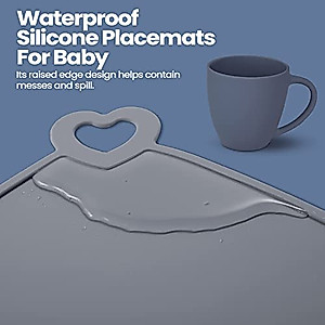 Potchen 6 Packs Silicone Placemat for Baby Toddler Non Slip Kids Placemat Reusable Baby Food Table Mat Portable Kids Placemats for Dining Table Kids Restaurant Placemat