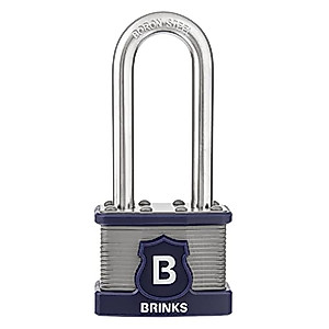 BRINKS - 44mm XT Series Commercial Laminated Steel Padlock with 2 3/8" Shackle, 2-Pack - Weather Resistant and Hardened Boron Steel Shackle