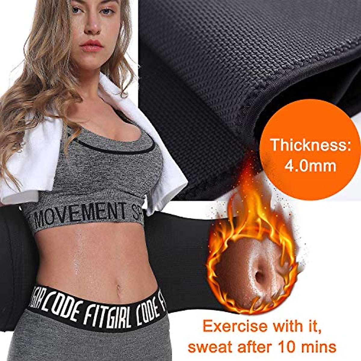 MERMAID'S MYSTERY Waist Trainer for Women Weight Loss Trimmer Belt Sport Sweat Workout Body Shaper S Black