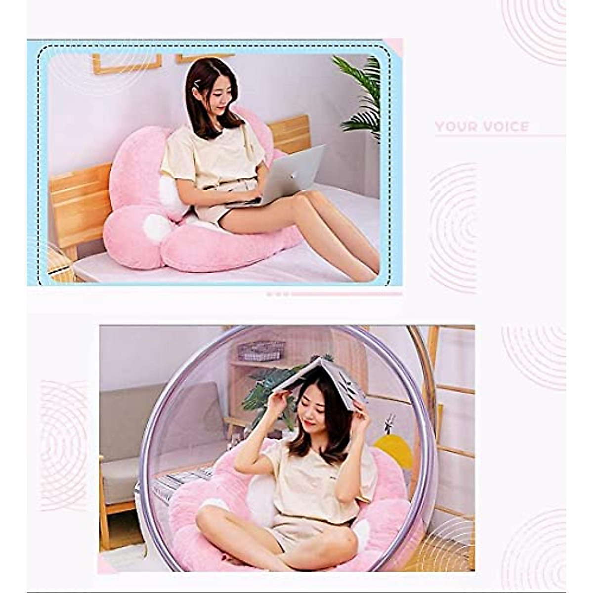 LeCas, Cat Paw Cushion Cute Seat Cushion Lazy Sofa Office Chair Cushion Bear Paw Warm Skin-Friendly Floor Mat Plush Seat Pad for Comfortable and Health (27.6x23.6 in, Black), Heart-shaped Black