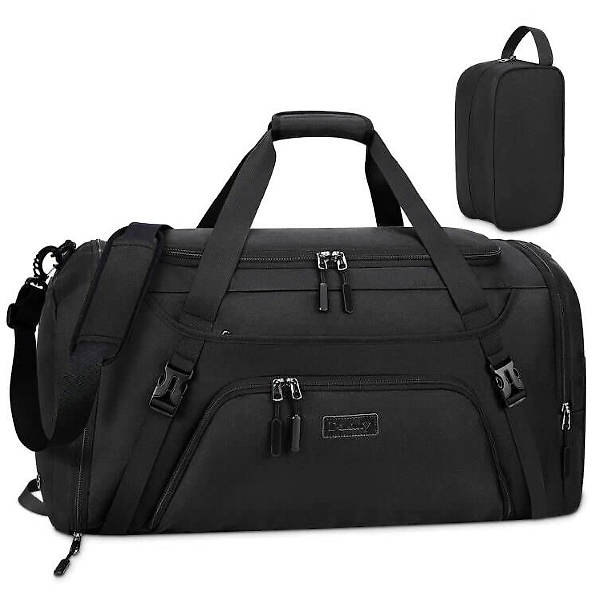 Gym Duffle Bag for Women Men 40L Waterproof Sports Bags Travel Duffel with Shoe Compartment,Wet Pocket Large Weekender Overnight Toiletry Bag,Black