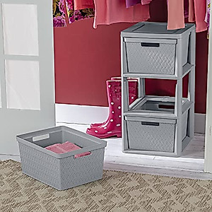 Sterilite 47306A01K, 3-Drawer Weave, Cement, 1-Pack Tower