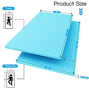 Airensky 2 Inch Twin XL(39"x80") Gel Memory Foam Mattress Topper,Cooling Gel Infused Mattress Pad Mattress Topper for Pressure Relief Back Pain,CertiPUR-US Certified