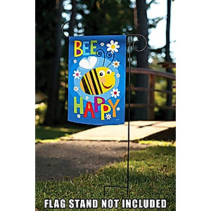 Toland Home Garden 1112312 Bee Happy Spring Flag 12x18 Inch Double Sided Spring Garden Flag for Outdoor House Positive Flag Yard Decoration