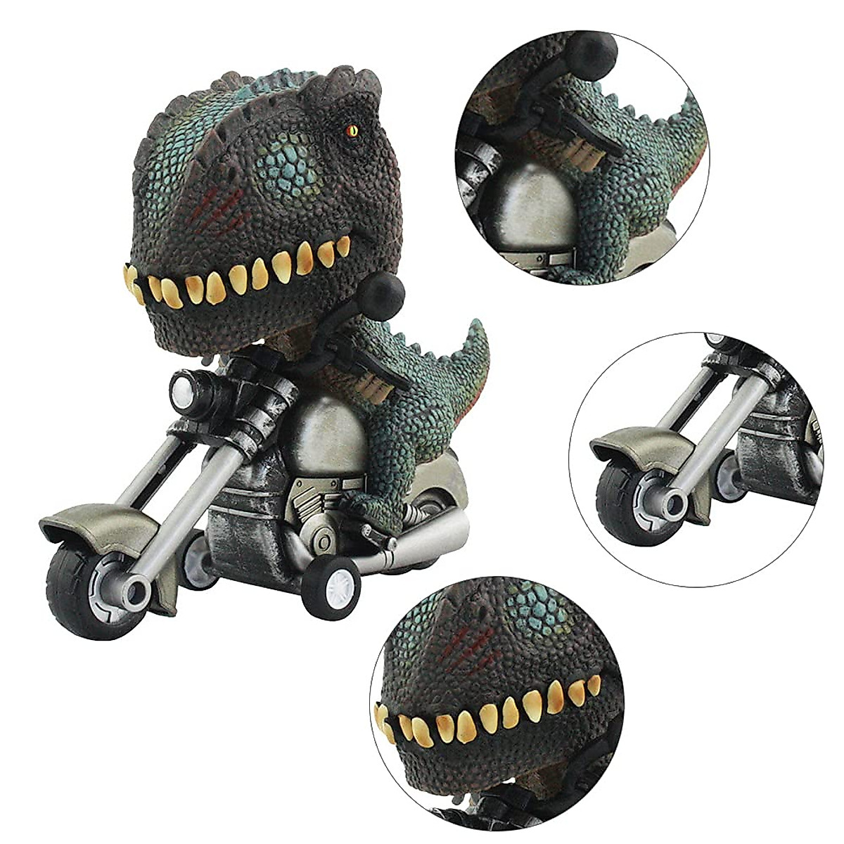 4PCS Friction Powered Inertia Animal Motorcycle Toy Vehicles Gifts for Kids Boys Age 3,4,5,6,7,8,9 Shark Toy Car + Special Rhino Toy + Dinosaur Motorcycle Game T-Rex and Triceratops Monster Dino Toys