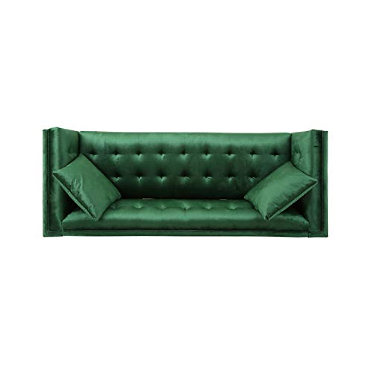 Christopher Knight Home Matilda Modern Glam 3 Seater Velvet Sofa, Emerald Green + Silver