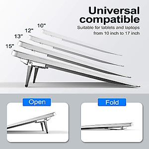 ZELMINE Laptop Stand for Desk, Portable Anti-Slip Keyboard Riser, Zinc Alloy Keyboard Stand, Computer Stand Compatible with MacBook Air/Pro, 10-15.6 Inches Laptops and Keyboards (Sliver)