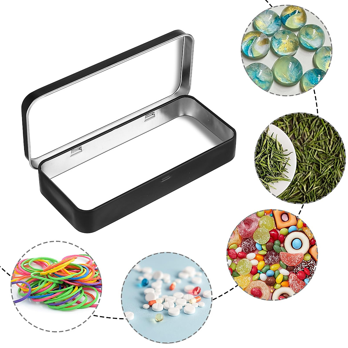 Tyqour Metal Rectangular Empty Hinged Tin Box Containers Metal Tin Box for Home Storage Jewelry Crafts