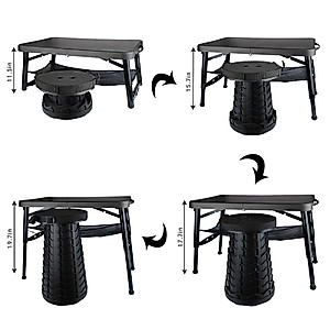 ZTMT Folding Table and Stool, Small, Black, 4 Foot Outdoor Portable Table, Adjustable Height, Camping, Picnic, RV Table, 55lbs Load-Bearing, Lightweight