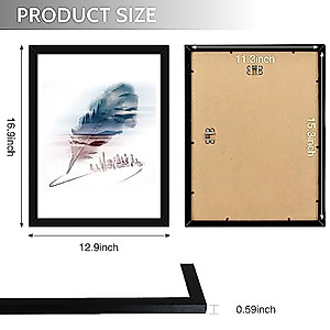 12x16 Picture Frame Set of 4 Black Wood Horizontal & Vertical, 4Pcs 16x12 Photo Frame, Bulk Frames for Wall Hanging Gallery or Tabletop Display