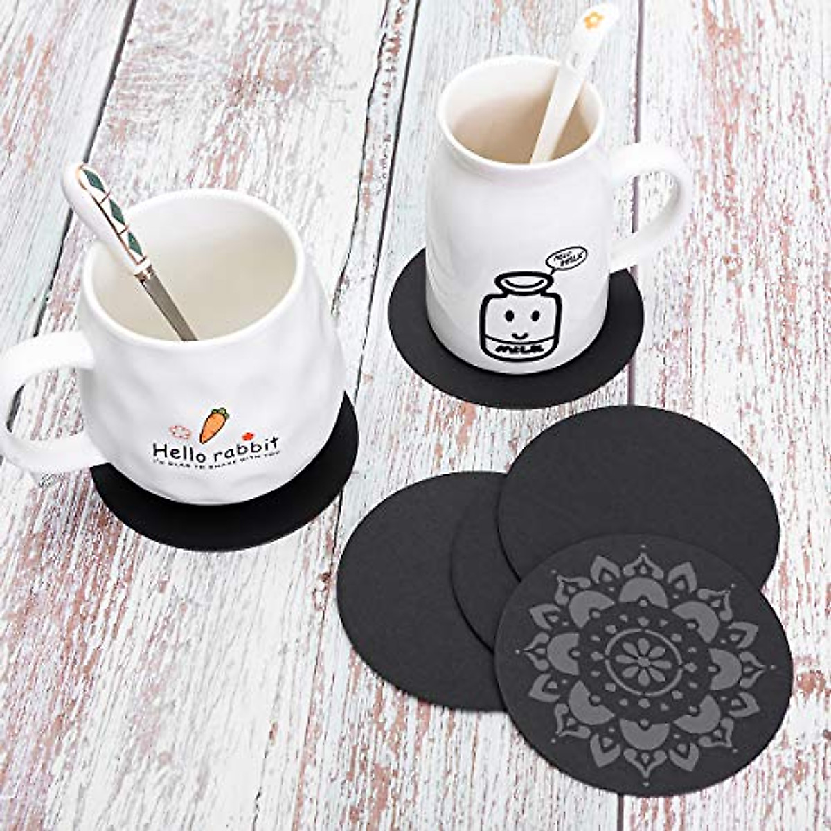 36 Pieces 4 inch Round Black Kraft Cards Cardstock Thick Kraft Paper Coaster Cards Blank Cardstock Slices for Mandala Painting DIY Coasters Painting Writing and Decorations (Black)