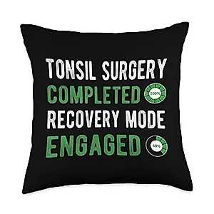 Funny Tonsil Surgery Recovery Gifts Surgery Recovery Tonsillectomy Tonsil Removal Throw Pillow, 18x18, Multicolor