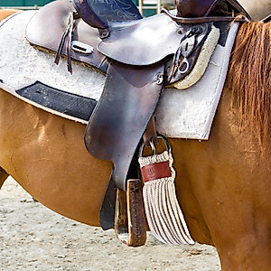 Harrison Howard 24 Strand Roper Western Cinch Handwoven Double-Weave Roper Cinch Rugged Stainless Steel Hardware for Horse 32 inches