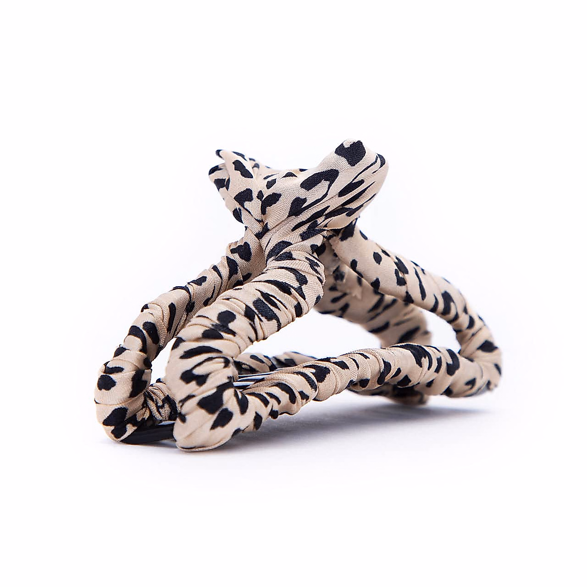 Kitsch Fabric-Wrapped Claw Clip, Medium Open Shape Hair Clips for Women, Medium Hair Claw Clips & Jaw Clips, Claw Clips for Thick Hair, Claw Hair Clips for Girls (1pc, Leopard)