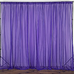 BalsaCircle 10 feet x 10 feet Purple Sheer Voile Backdrop Drapes Curtains 2 Panels 5x10 ft - Wedding Ceremony Party Home Decorations