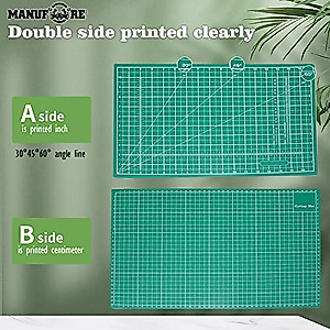 MANUFORE A3 18x12"Cutting Mat with Centimeter and Inch Scale Self Healing Craft Cutting Board with 3mm 5-ply Thickness for Using Rotary Cutter, Craft Knife, Paper Knife