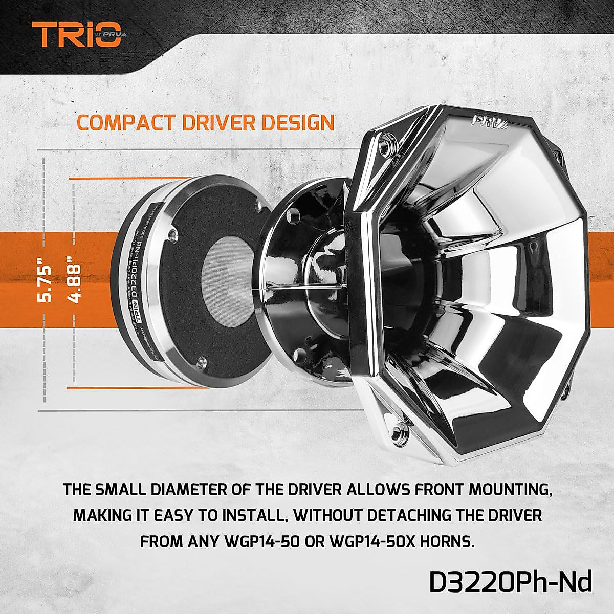 PRV AUDIO Compression Driver D3220Ph-Nd 2 Inch Exit, 300 Watts, 8 Ohm, Phenolic Neodymium Pro Audio Compression Driver