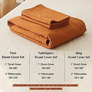 EAVD Modern Style Pumpkin Color Duvet Cover Twin Soft 100% Jersey Knit Cotton Caramel Pumpkin Boho Bedding Set 1 Twin Duvet Cover with 2 Pilllowcases Solid Duvet Cover with Zipper Closure