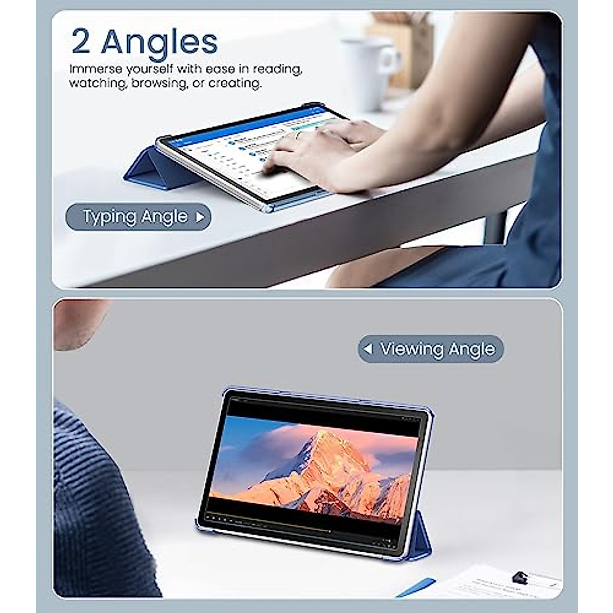 MoKo Case Fits Amazon Kindle Fire Max 11 Tablet (13th Gen, 2023 Release) 11" - Slim PU Leather Trifold Stand Cover for Kindle Fire 11 Tablet Colored Hard Back Shell with Auto Wake/Sleep, Navy Blue