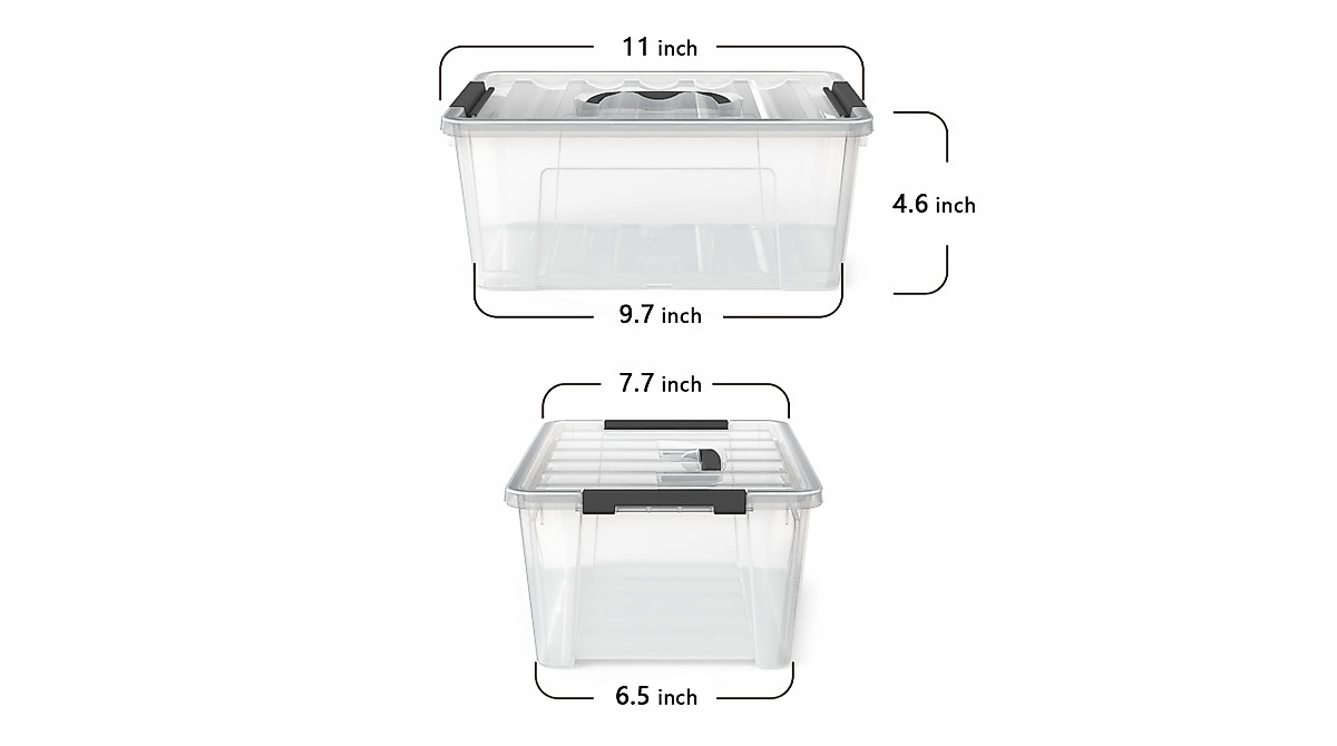 WYT 12 Pack Small Plastic Storage Bins with Lids and Handles