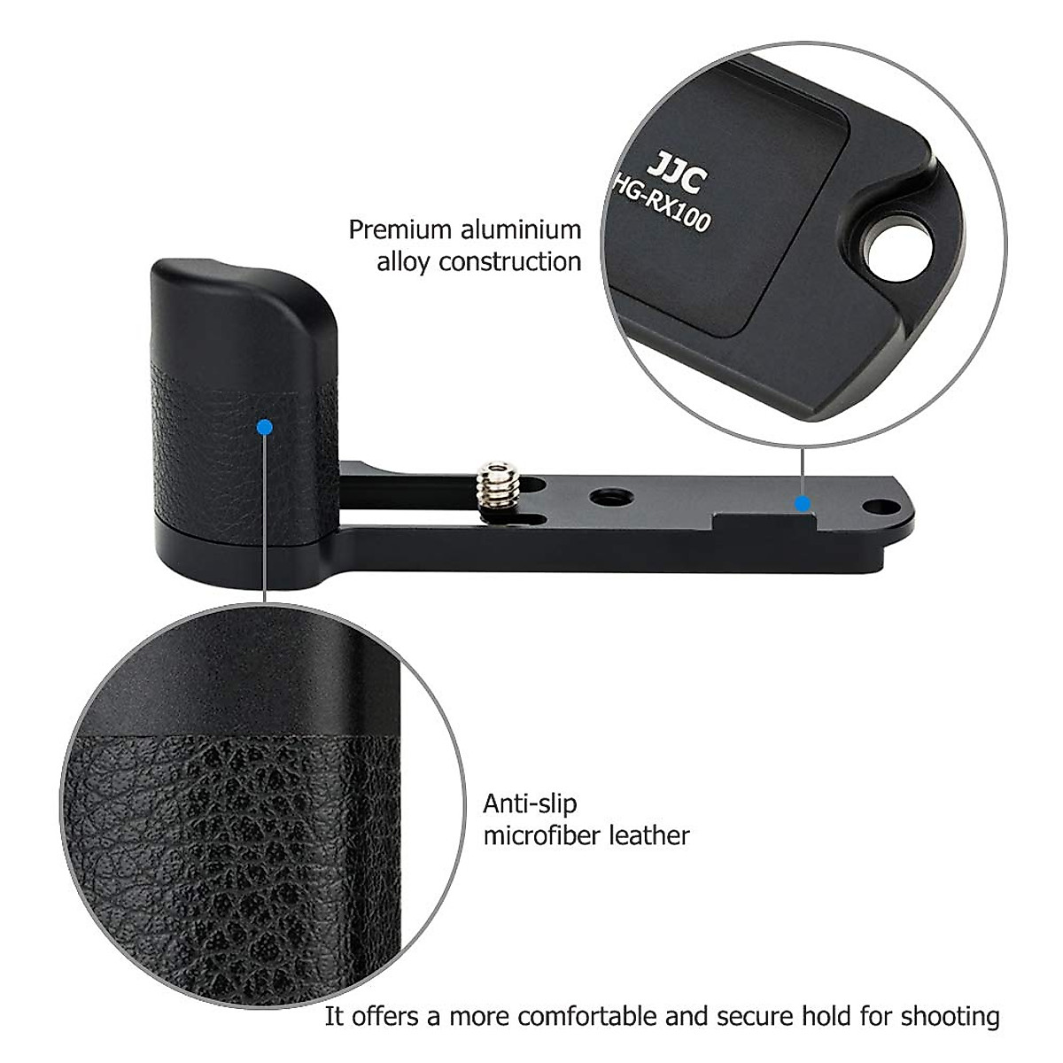JJC Solid Metal Hand Grip Secure Handle Bracket for Sony RX100 VI VA V IV III II RX100VI RX100VA RX100V RX100IV RX100III RX100II RX100 RX100M6 RX100M5A RX100M5 RX100M4 RX100M3 RX100M2 Digital Cameras