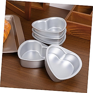 Luxshiny 5pcs Heart Cake Mold, Aluminum Heart Pans Heart Cake Pan Heart Shape Baking Pan for Cake Chocolate Dessert