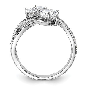 IceCarats 925 Sterling Silver Cubic Zirconia CZ Two Stone Ring Size 7