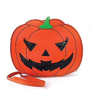 Sleepyville Critters - Halloween Purse | Pumpkin Purse | Glittery Pumpkin Cross Body Bag | Two Faced Jack O Lantern Bag