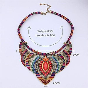 YAZILIND Ethnic Style Chunky Colorful Collar Festival Tribal Beaded Bib Choker Costume Necklace (Colorful)